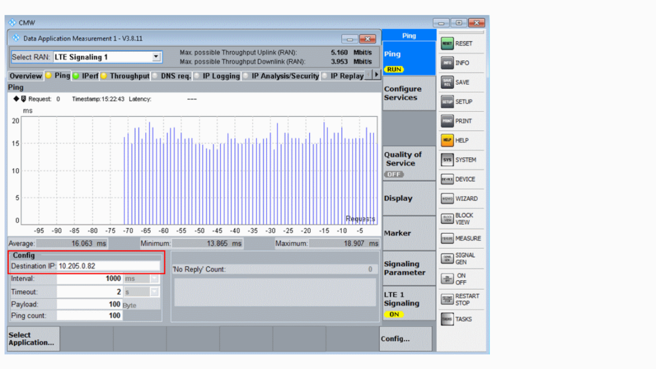 Ping Tests using CMW500 in one LTE cell | Rohde & Schwarz